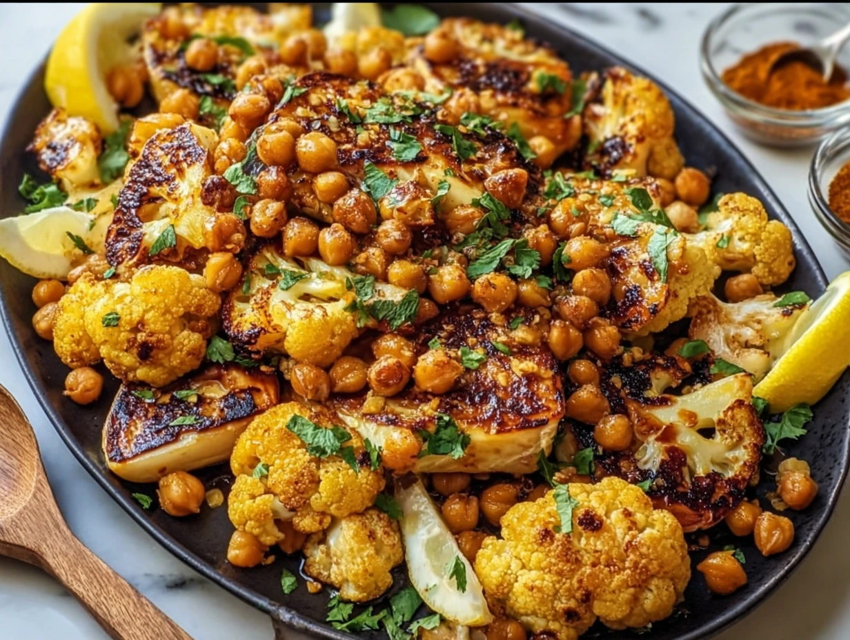 Honey Curry Roasted Cauliflower, Grilled Halloumi, and Crispy Chickpeas ...