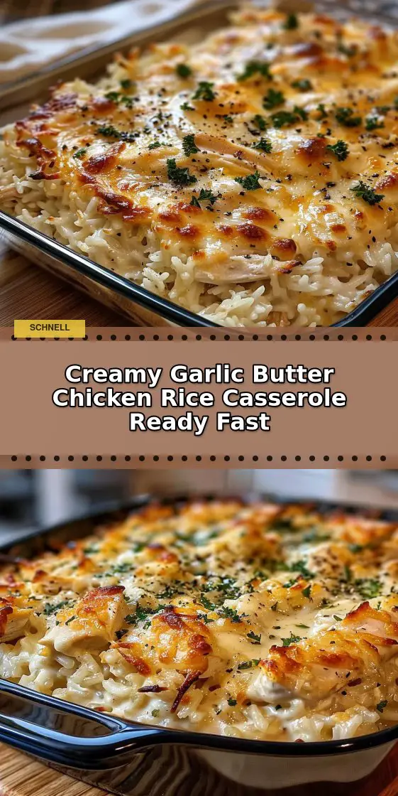 Creamy Garlic Butter Chicken and Rice Casserole Recipe