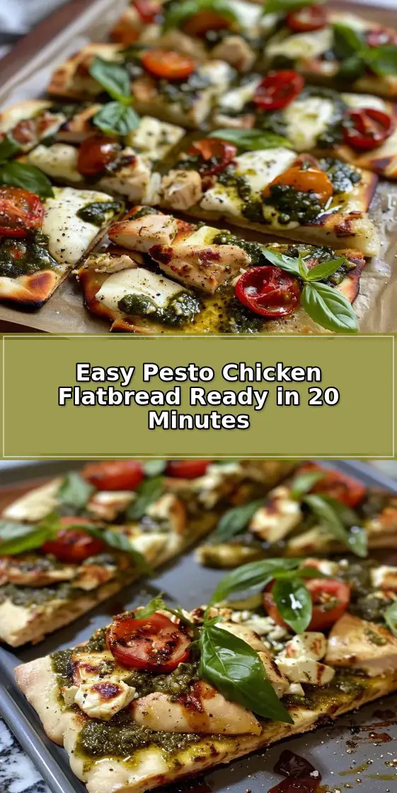 Easy Pesto Chicken Flatbread with Mozzarella Cheese